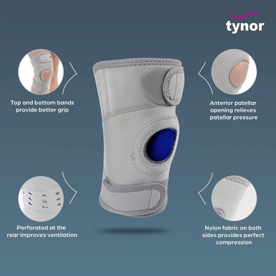 Tynor Knee Support Sportif (Neoprene), Grey, 1 Unit - FitMax