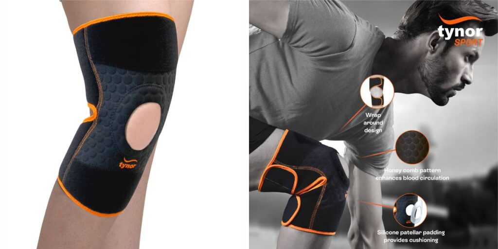 Tynor Knee Wrap (Neo), Black & Orange, Universal, 1 Unit - FitMax